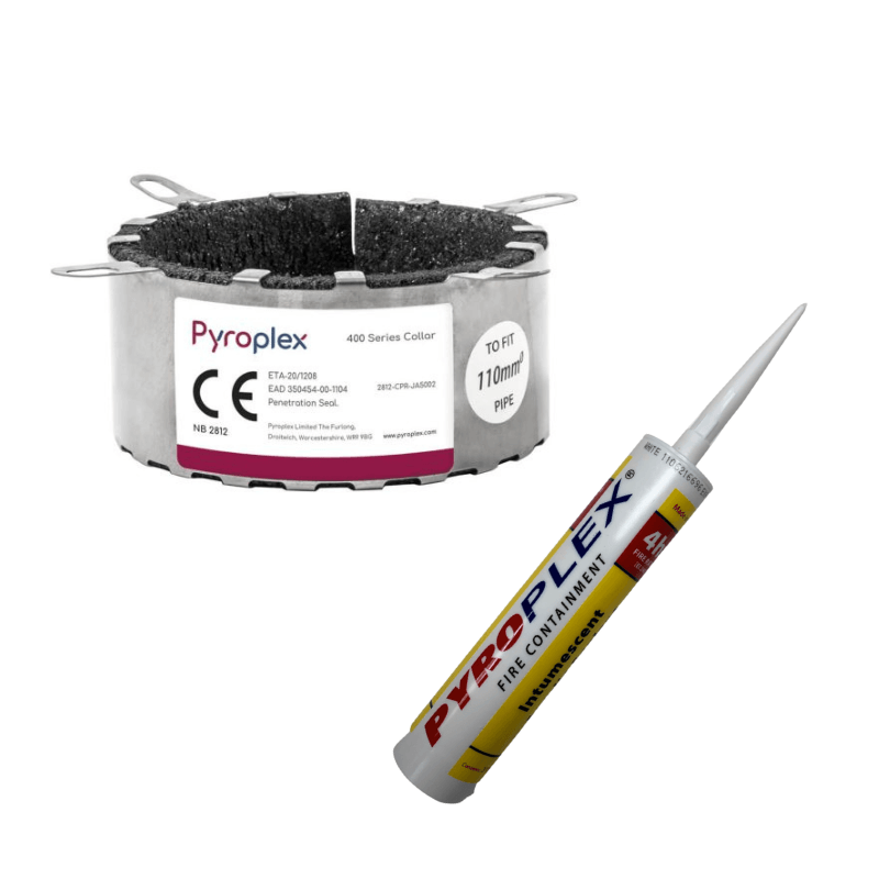 Pyroplex Pipe Collar & Sealant - 110mm - 4hr - Fire Seals Direct