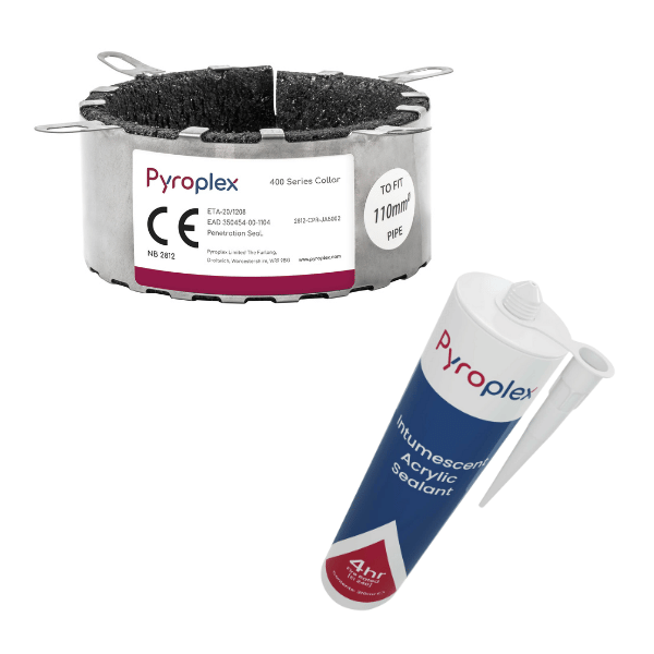 Pyroplex Pipe Collar & Sealant - 110mm - 4hr - Fire Seals Direct