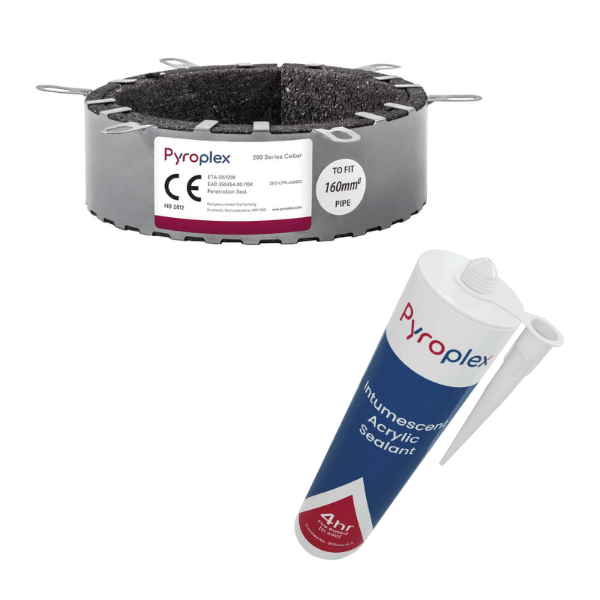 Pyroplex Pipe Collar & Sealant - 160mm - 2hr - Fire Seals Direct