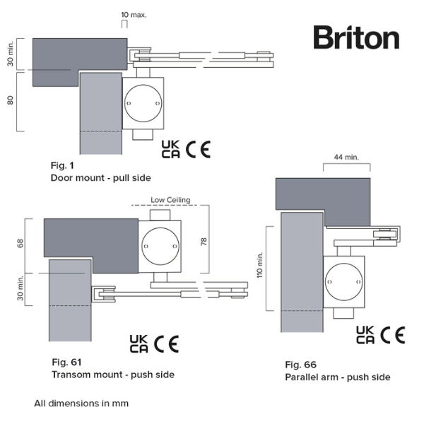 Briton 1110 Door Closer - Silver - FireSealsDirect
