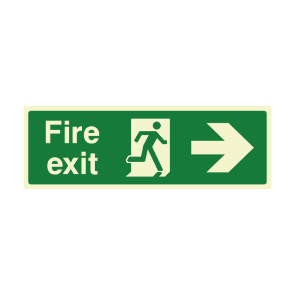 Fire Exit Sign – Right Direction 450 x 150mm - Fire Seals Direct