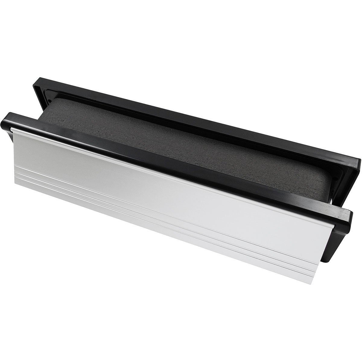 Firestop Intumescent Letterbox 12″/300mm Polished Silver (Black Frame ...