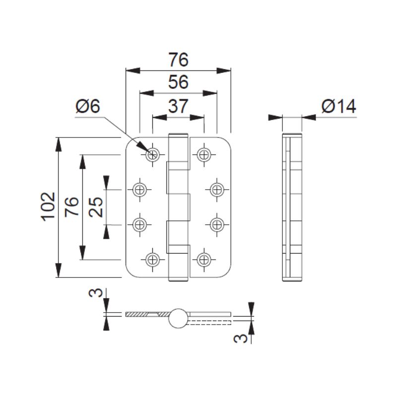 Arrone AR8180 Radius Ball Bearing Grade 13 Fire Door Hinge - Satin ...